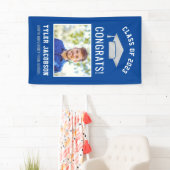 Modern Royal Blue Silver Photo Graduation Party Banner | Zazzle