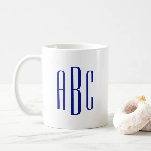 Modern Royal Blue Three Letter Monogram Coffee Mug | Zazzle