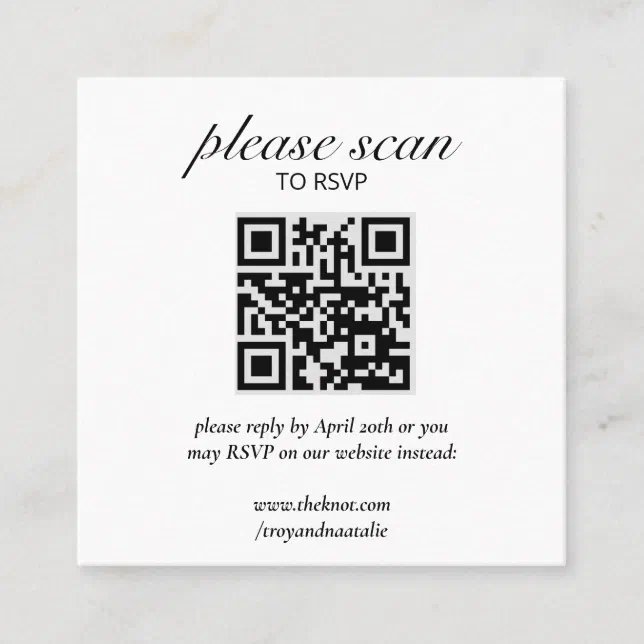 Modern RSVP with QR Code Enclosure Card | Zazzle