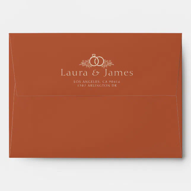 Modern RUST Earth Terracotta Boho Wedding Envelope | Zazzle