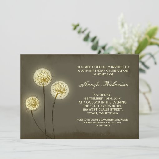 modern rustic birthday dandelions invitations | Zazzle