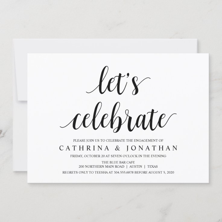Modern Rustic, Black script, Engagement Party Invitation | Zazzle