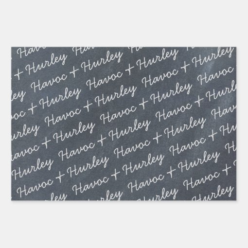 Modern Rustic Black White Family Name Christmas Wrapping Paper Sheets ...