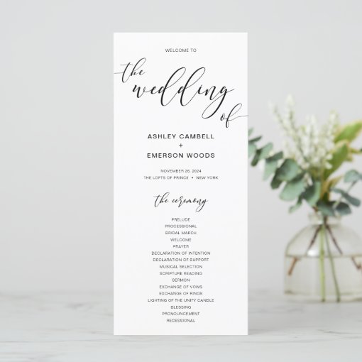 Modern Rustic Calligraphy Wedding Ceremony Program | Zazzle