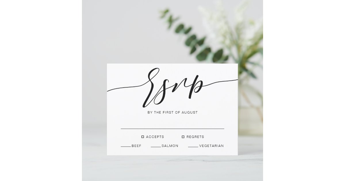 Modern Rustic Calligraphy Wedding Response Card | Zazzle