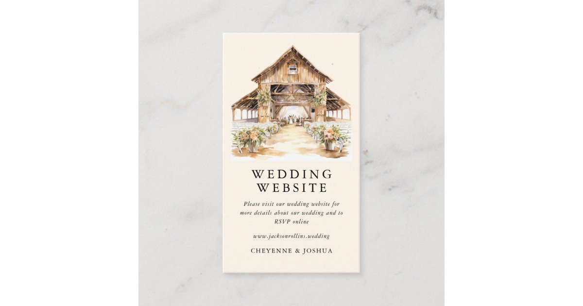 Modern Rustic Country Barn Wedding Details Enclosure Card | Zazzle