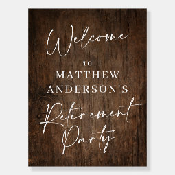 Modern Rustic Dark Wood Retirement Party Sign | Zazzle