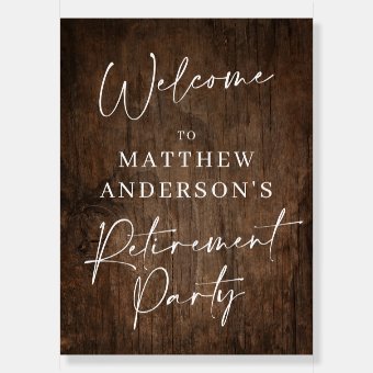 Modern Rustic Dark Wood Retirement Party Sign | Zazzle