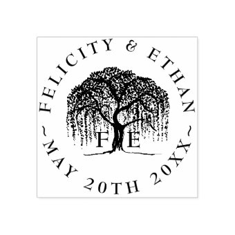 Modern Rustic Elegant Willow Tree Monogram Crest Rubber Stamp | Zazzle