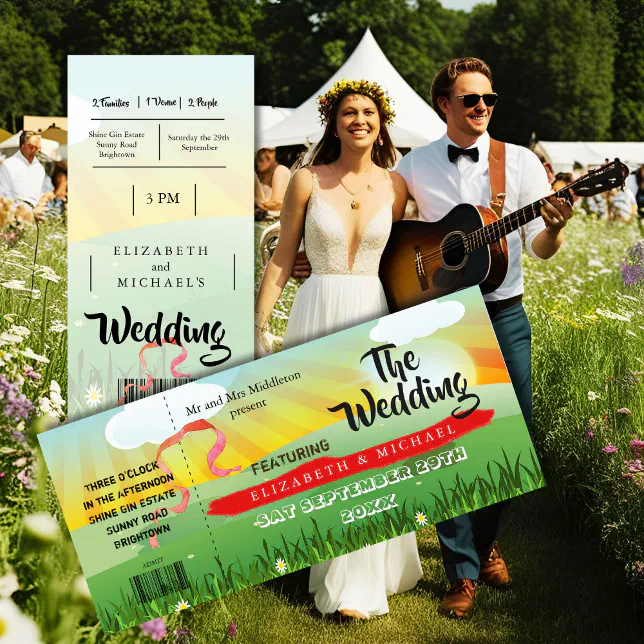 Modern Rustic Festival Wedfest Wedding Invitation | Zazzle