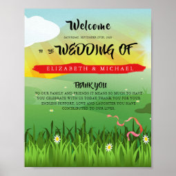 Modern Rustic Festival Wedfest Wedding Welcome Poster | Zazzle