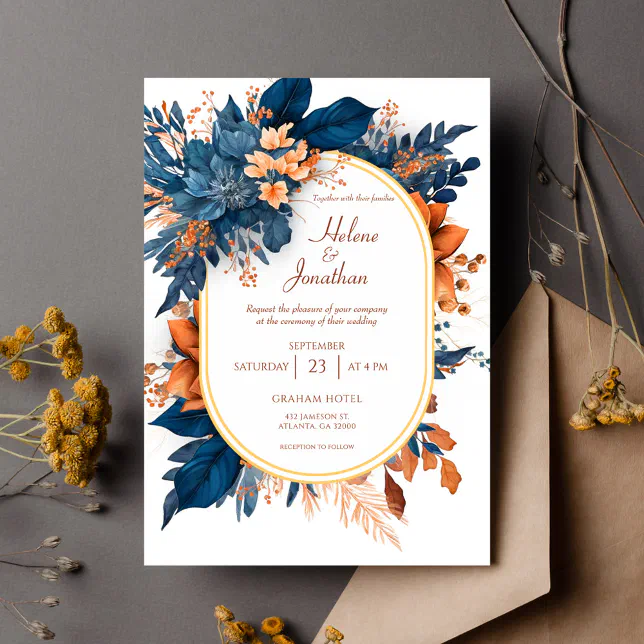 Modern Rustic Floral Elegant Wedding Invitation | Zazzle