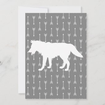 Modern Rustic Gray & White Wolf Arrows Baby Shower Invitation | Zazzle