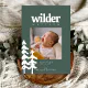 Modern Rustic Green Forest Baby Name Photo Birth Announcement | Zazzle