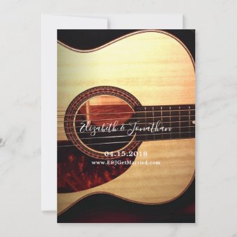 Modern Rustic Guitar Musical Musician Wedding Invitation | Zazzle