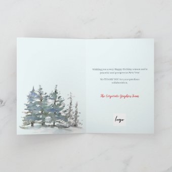 Modern rustic Happy Holidays corporate LOGO Card | Zazzle