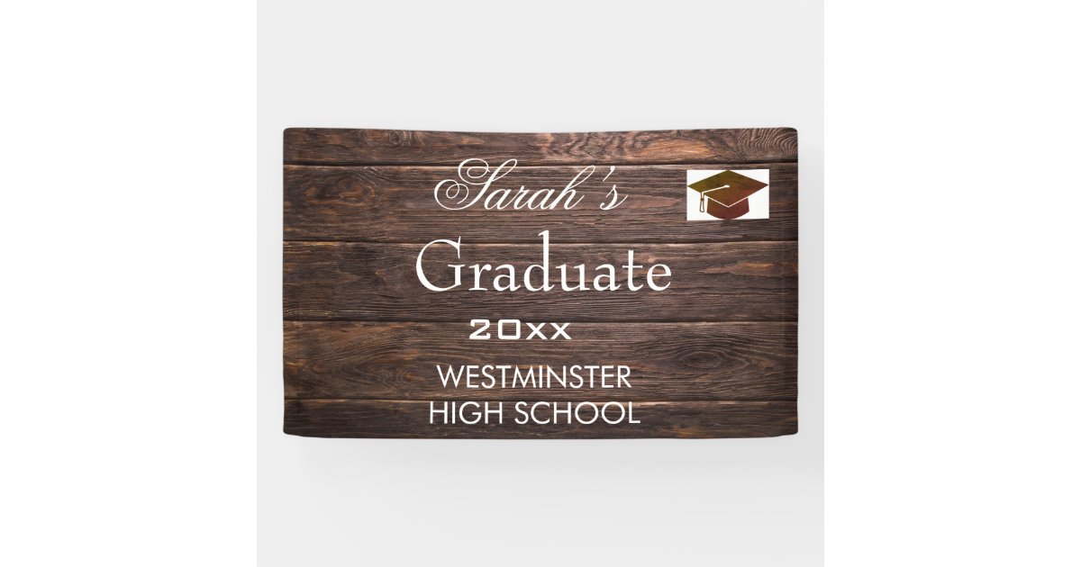 Modern Rustic High School Graduation Banner | Zazzle