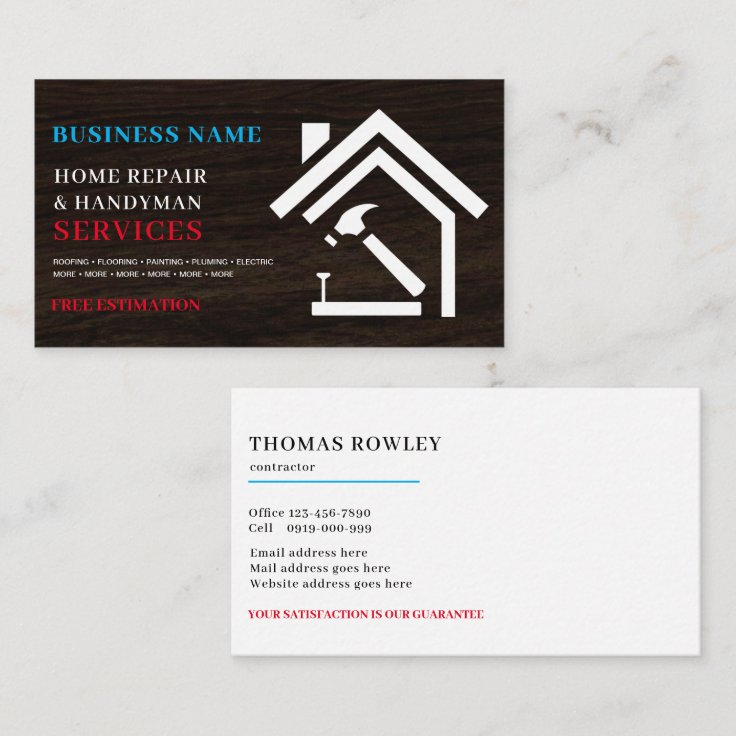 Modern Rustic Home Repair Handyman Business Card | Zazzle
