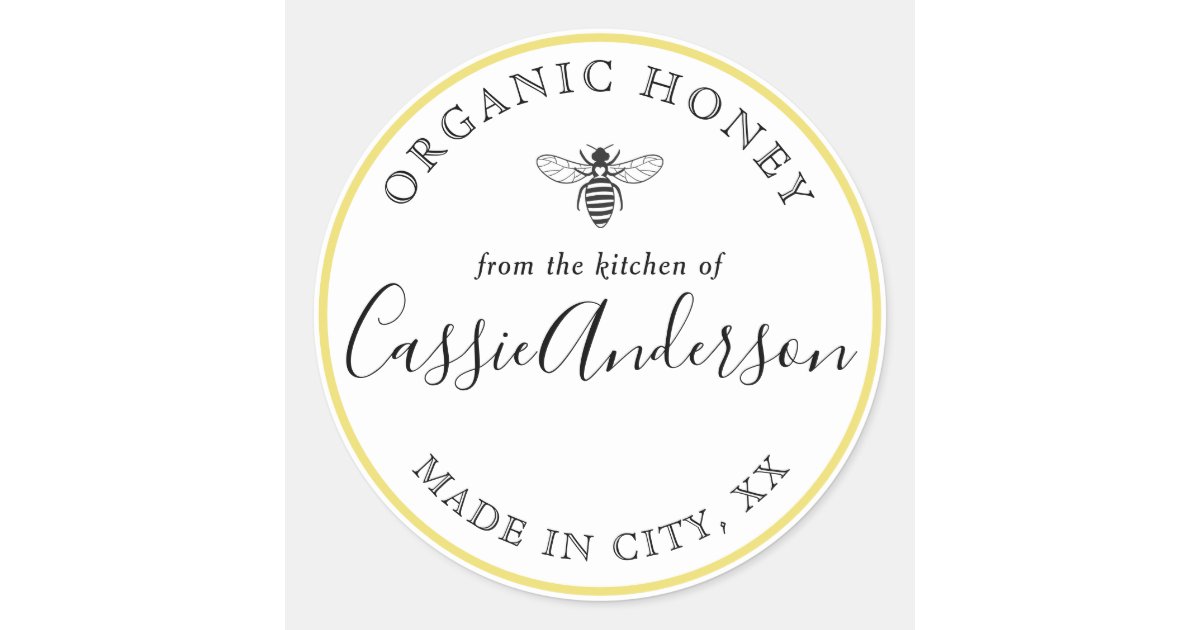 Modern Rustic Homemade Honey Personalized Classic Round Sticker ...