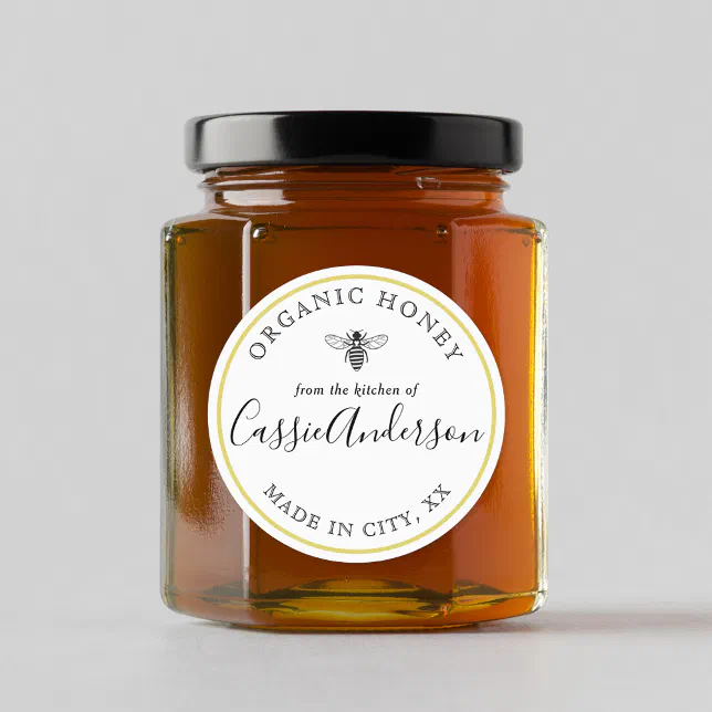 Modern Rustic Homemade Honey Personalized Classic Round Sticker | Zazzle