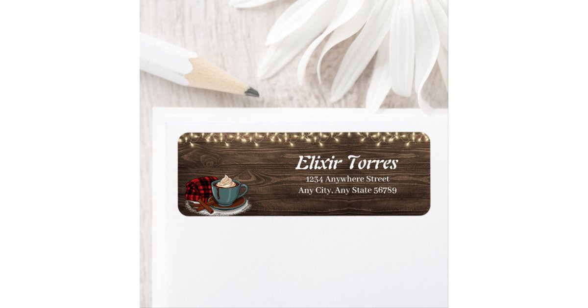 Modern Rustic Hot Cocoa Cozy Baby Shower Label | Zazzle