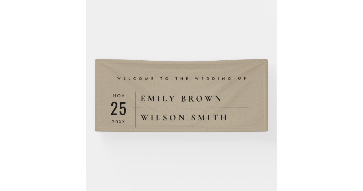 MODERN RUSTIC KRAFT TYPOGRAPHY WEDDING WELCOME BANNER | Zazzle