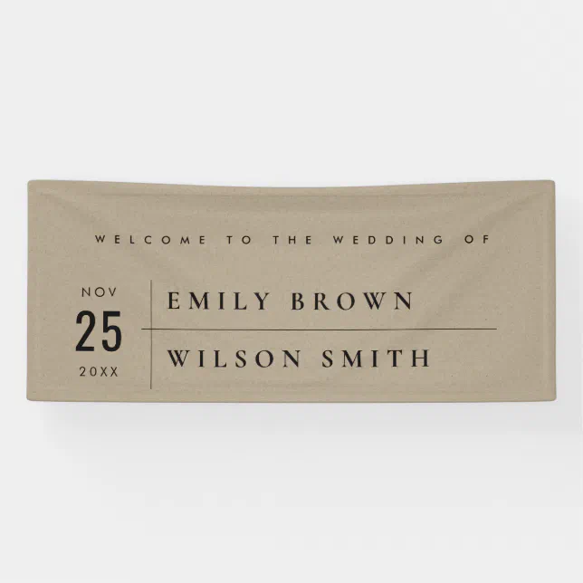 MODERN RUSTIC KRAFT TYPOGRAPHY WEDDING WELCOME BANNER | Zazzle