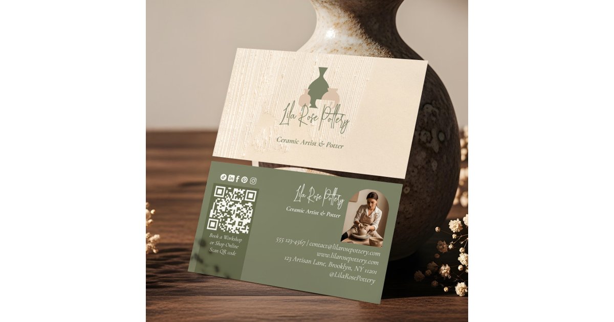 Modern Rustic Minimal Handmade Pottery Ceramic Business Card | Zazzle