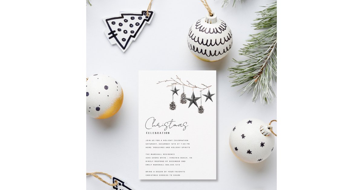 Modern Rustic Nature Christmas Party Invitation | Zazzle