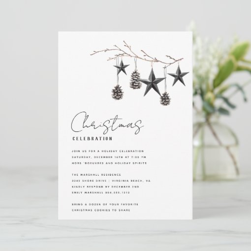 Modern Rustic Nature Christmas Party Invitation | Zazzle