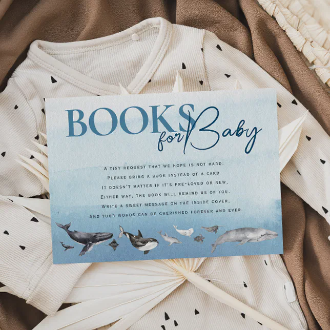 Modern Rustic Ocean Baby Shower Books For Baby Enclosure Card | Zazzle