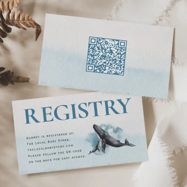 Modern Rustic Ocean QR Code Baby Registry Enclosure Card | Zazzle