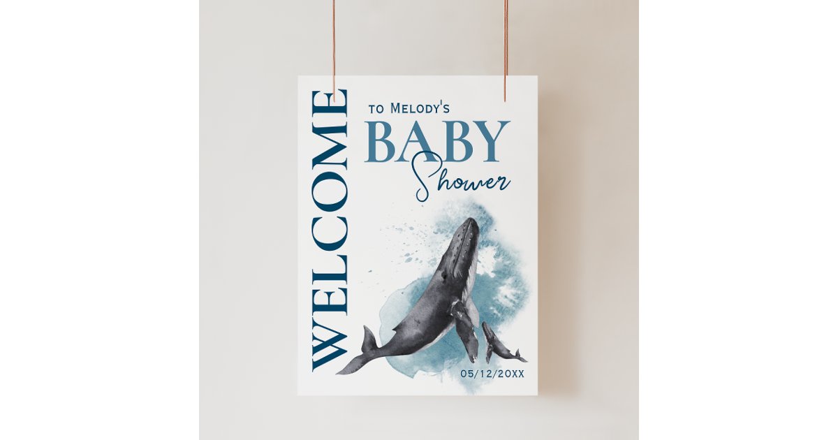 Modern Rustic Ocean Welcome Baby Shower Sign | Zazzle