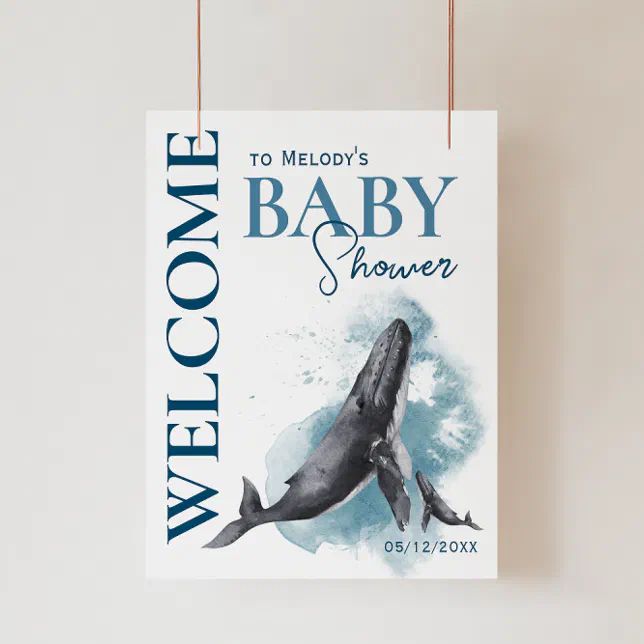 Modern Rustic Ocean Welcome Baby Shower Sign | Zazzle
