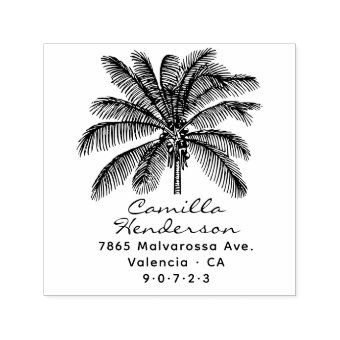 Modern Rustic Palm Tree Custom Return Address Self-inking Stamp | Zazzle