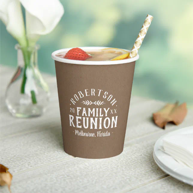 Modern Rustic Personalized Family Reunion Paper Cups | Zazzle