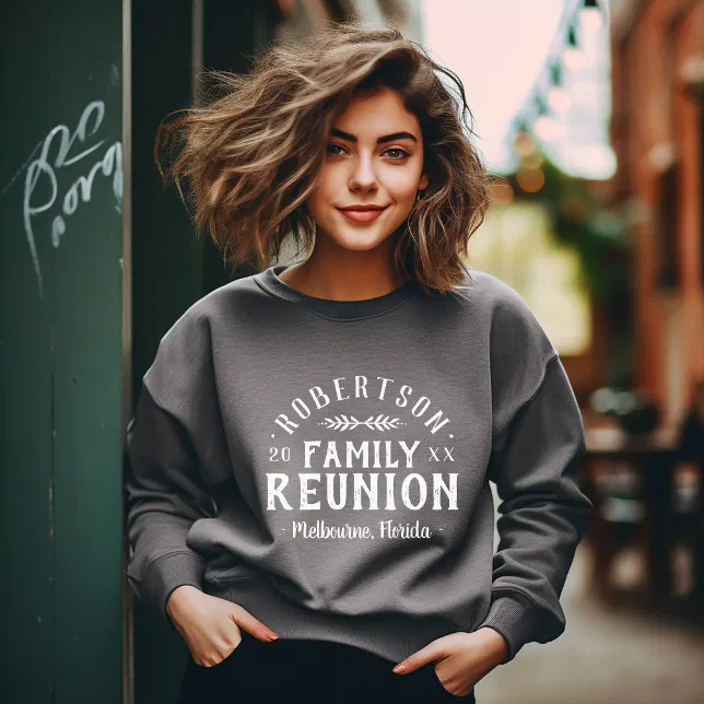 Modern Rustic Personalized Family Reunion Sweatshirt | Zazzle