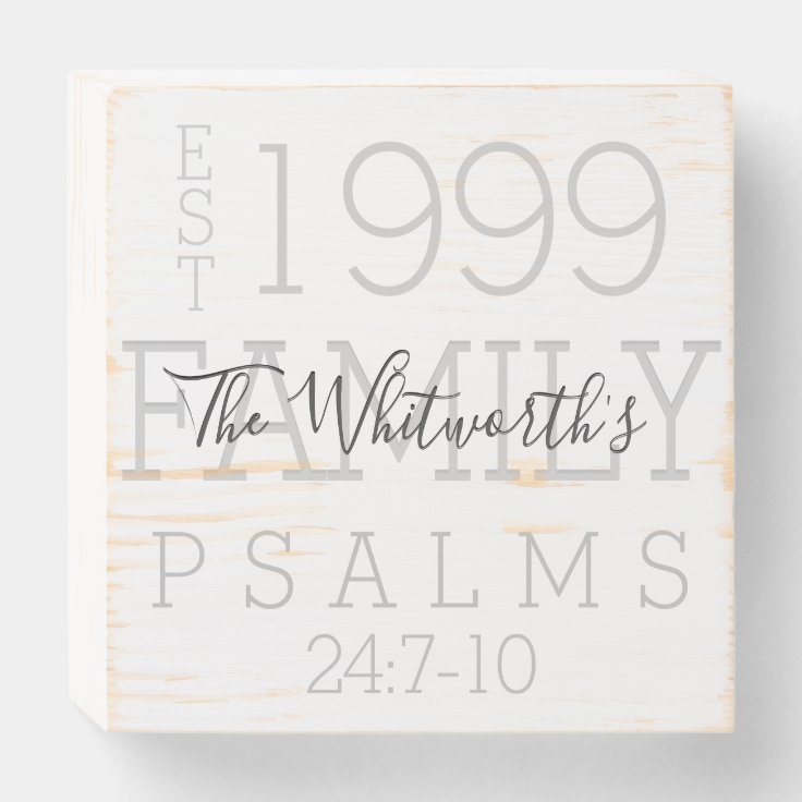 Modern Rustic Personalized Family Scripture Custom Wooden Box Sign | Zazzle