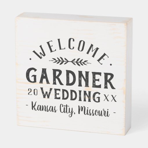 Modern Rustic Personalized Wedding Welcome Wooden Box Sign | Zazzle