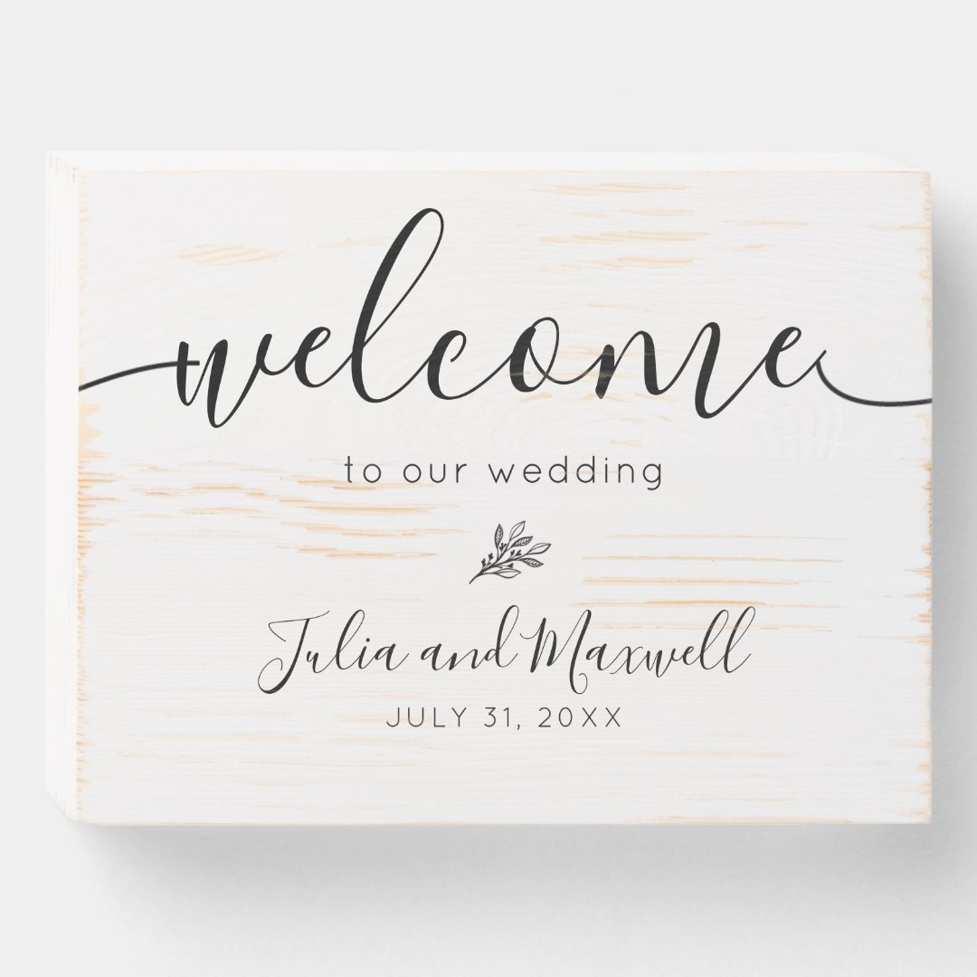 Modern Rustic Personalized Welcome to our Wedding Wooden Box Sign | Zazzle