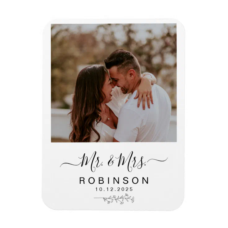 Modern Rustic Photo Botanical Wedding Magnet | Zazzle