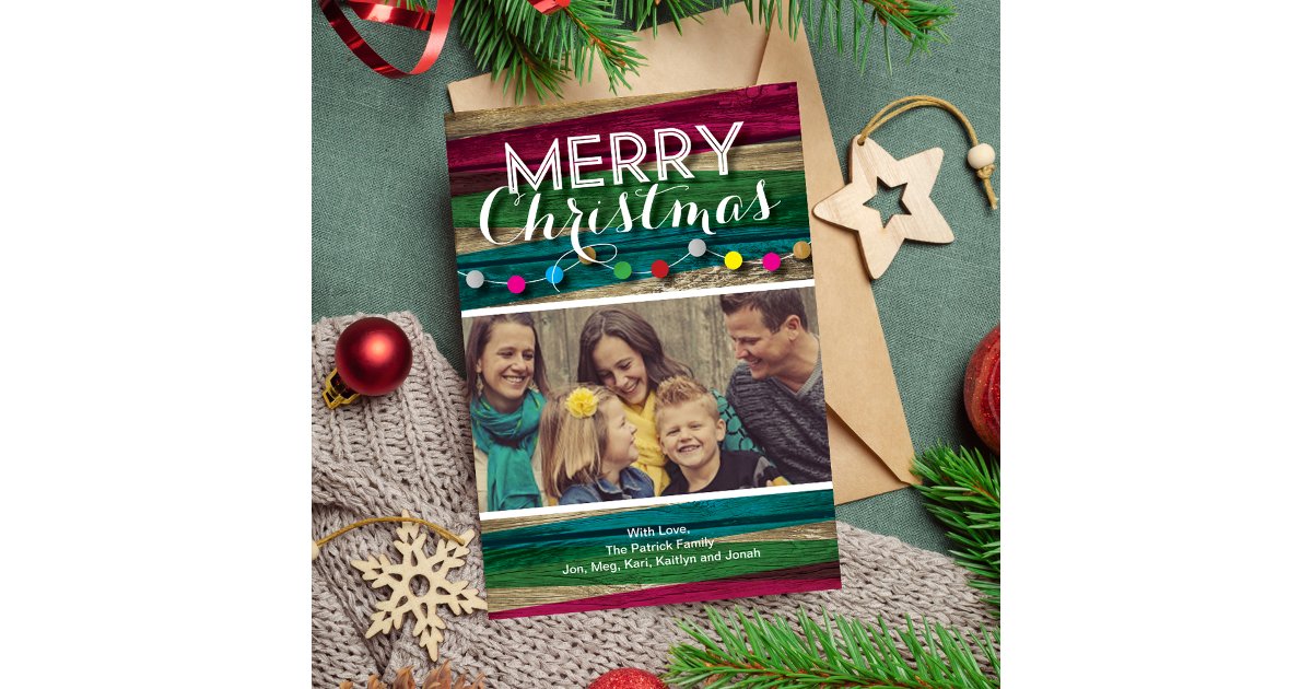 Modern Rustic Photo Christmas Card | Zazzle
