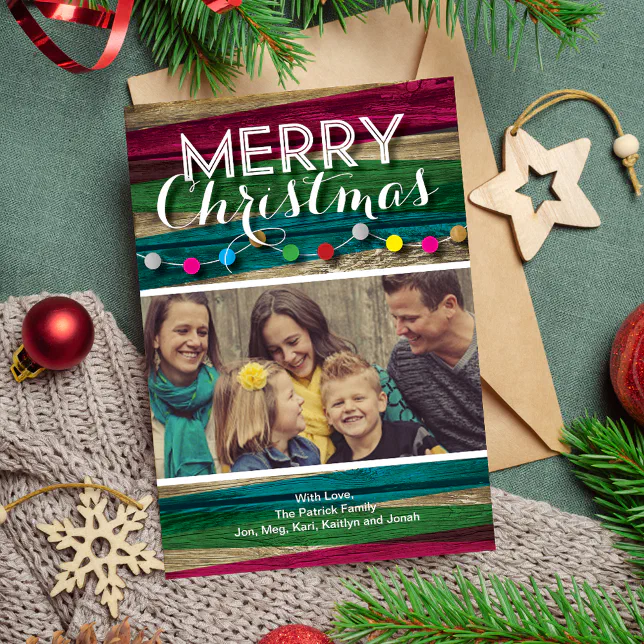 Modern Rustic Photo Christmas Card | Zazzle