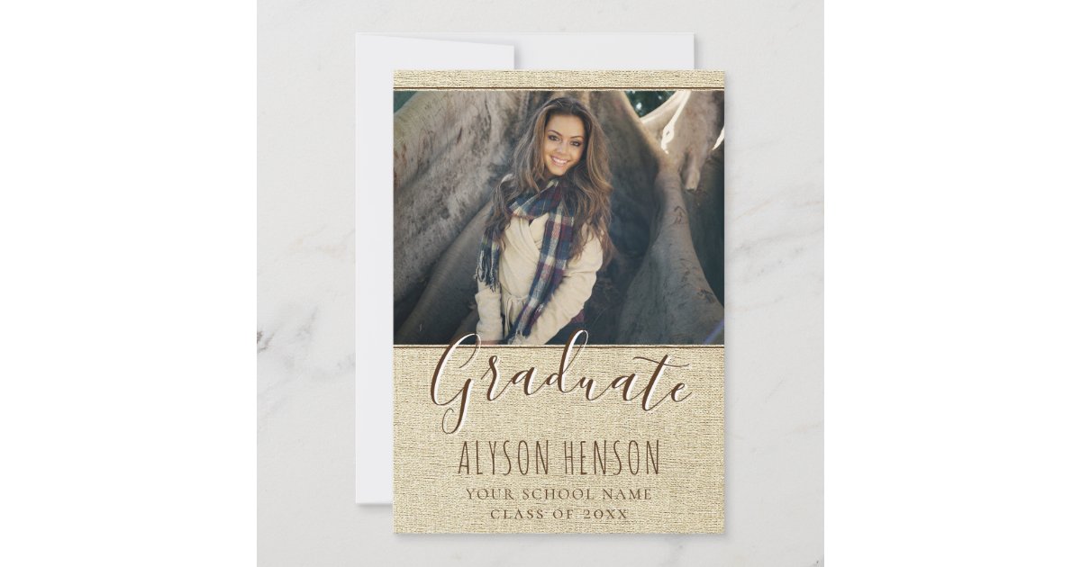 Modern Rustic Photo Graduation Announcement Card | Zazzle