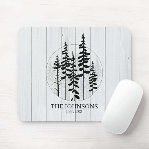 Modern Rustic Pine Tree Farmhouse Mouse Pad | Zazzle
