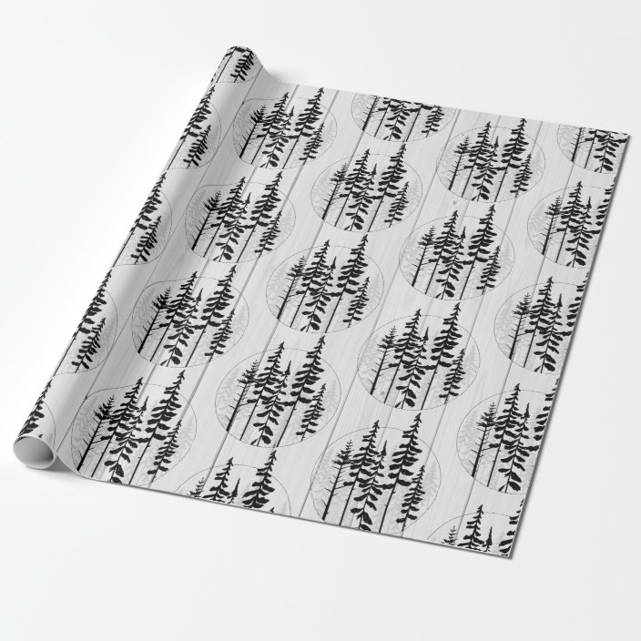Modern Rustic Pine Tree Farmhouse Wrapping Paper | Zazzle.com