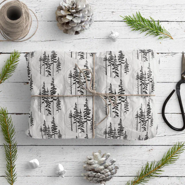 Modern Rustic Pine Tree Farmhouse Wrapping Paper | Zazzle