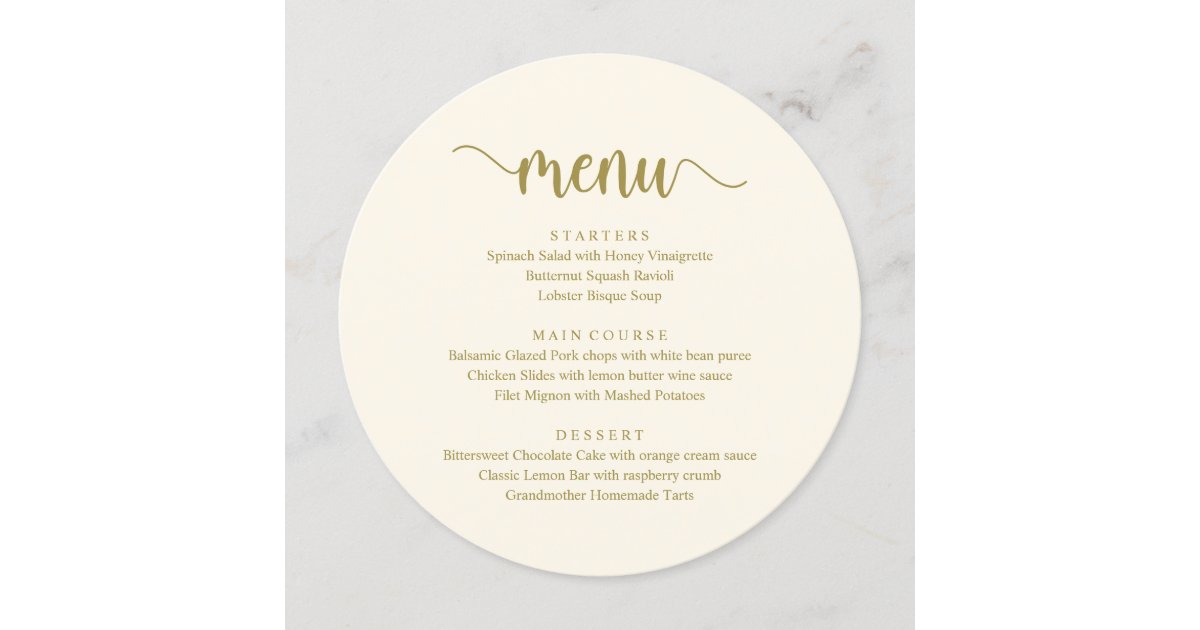 Modern Rustic Script, Wedding Dinner Menu | Zazzle