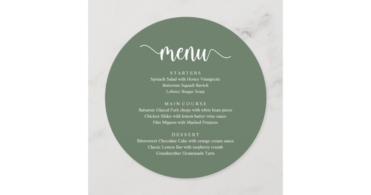 Modern Rustic Script, Wedding Dinner Menu | Zazzle