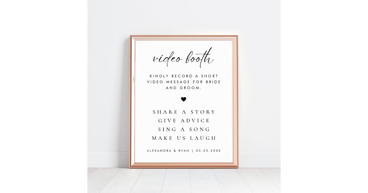 Modern Rustic Script Wedding Video Booth Sign | Zazzle